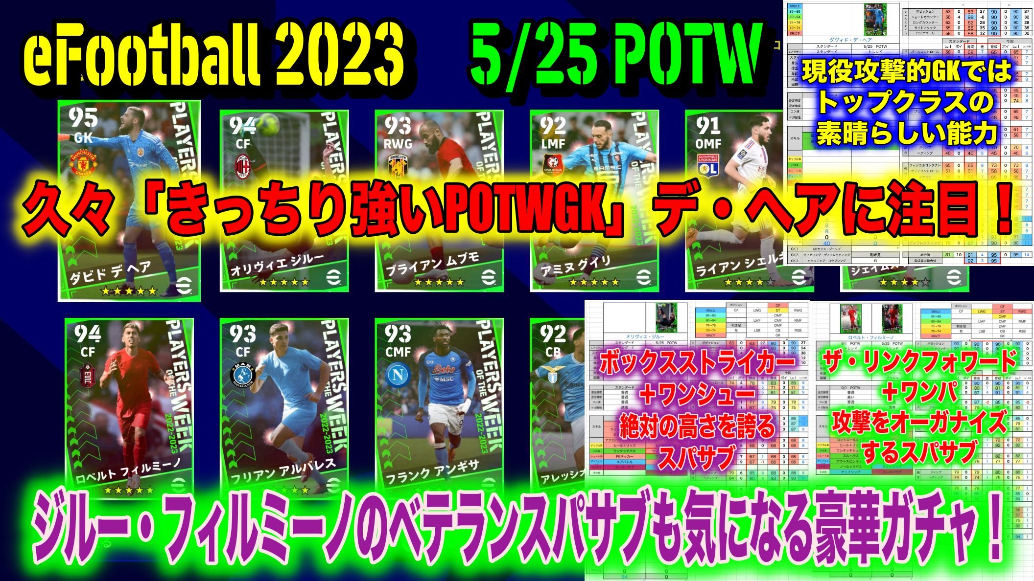 【eFootball 2023】5/25 POTW：久々の優秀POTWGKデ・ヘア、ベテランスパサブ2名が目玉！ライブレアルバレスも注目の豪華 ...